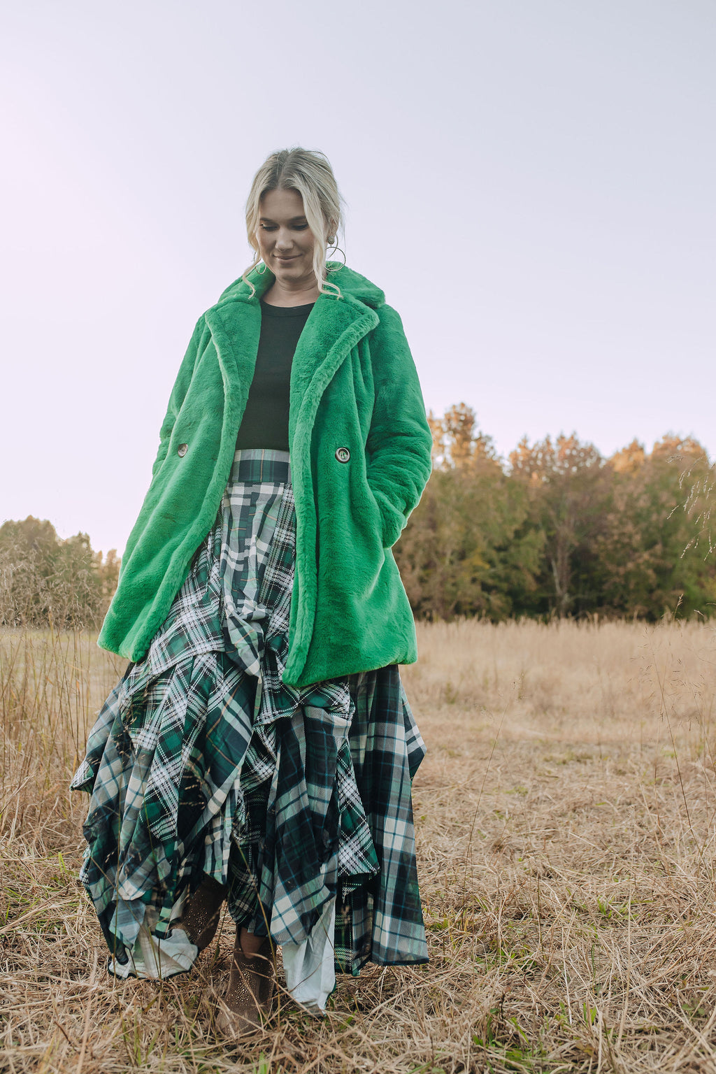 Irishwoman Fall Fur Jacket Green O/S – Water Lili